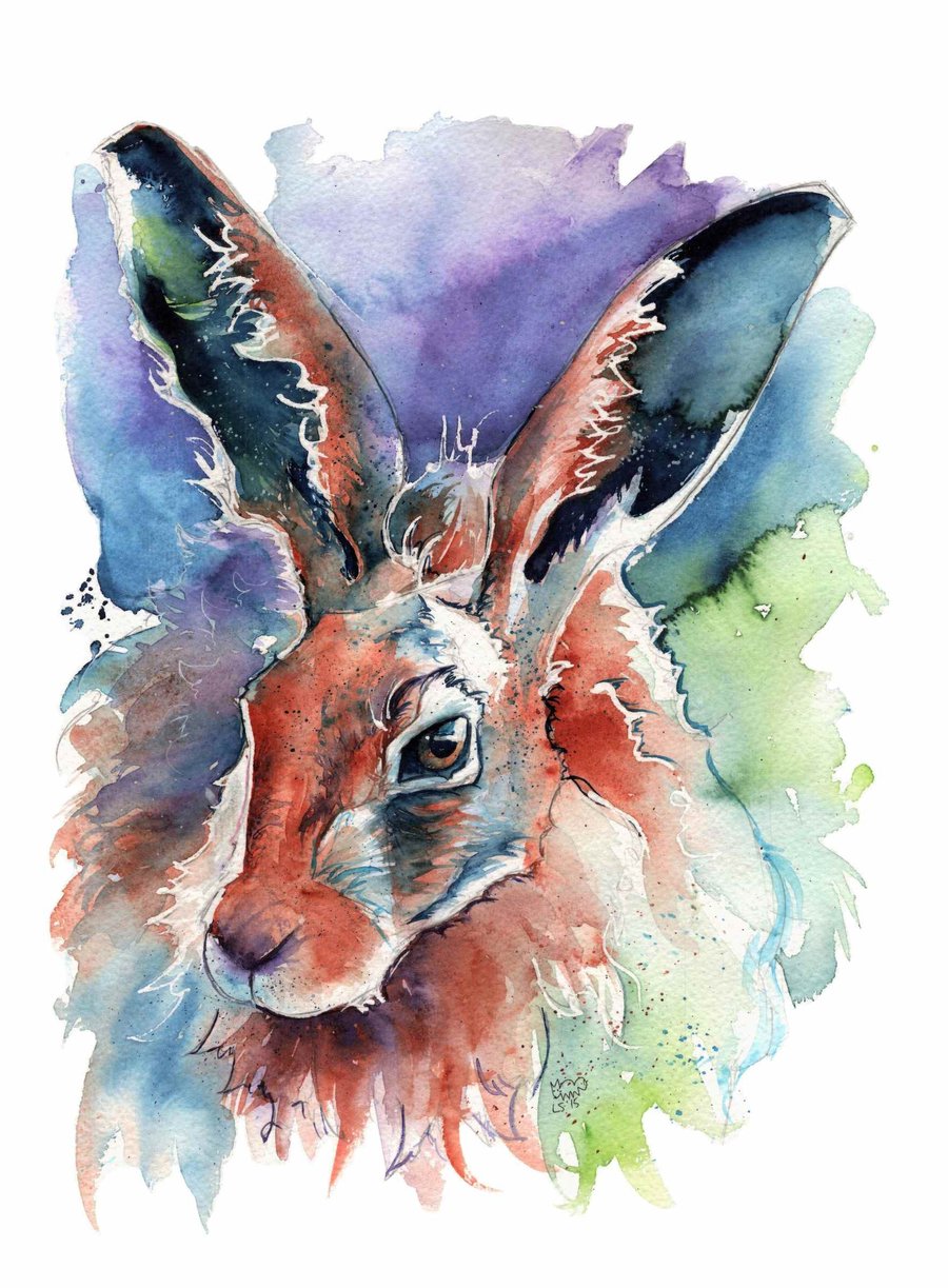 A4 Jasper Hare Print - Folksy