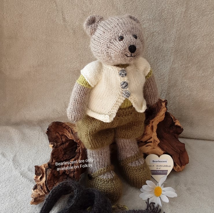 Hand knitted bear, Dressed Teddy Bear, Handmade... - Folksy