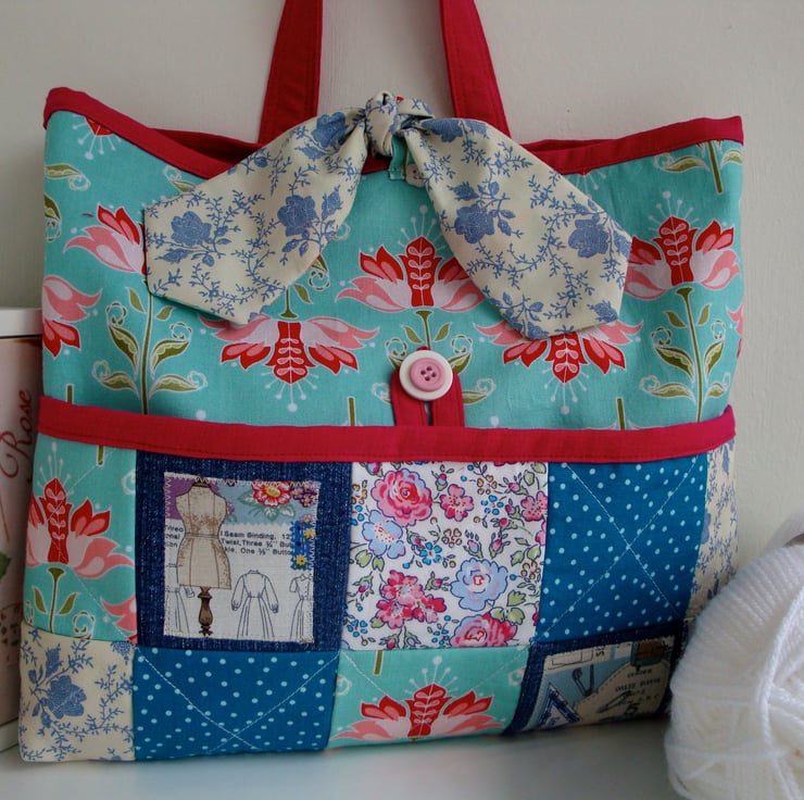 SALE Cotton Patchwork Craft Bag . - Folksy