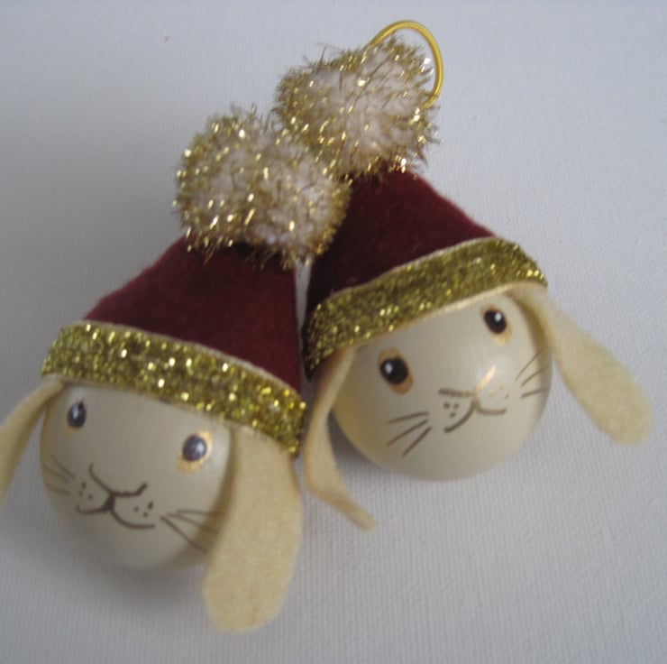 Bunny Rabbit Christmas Baubles - Folksy