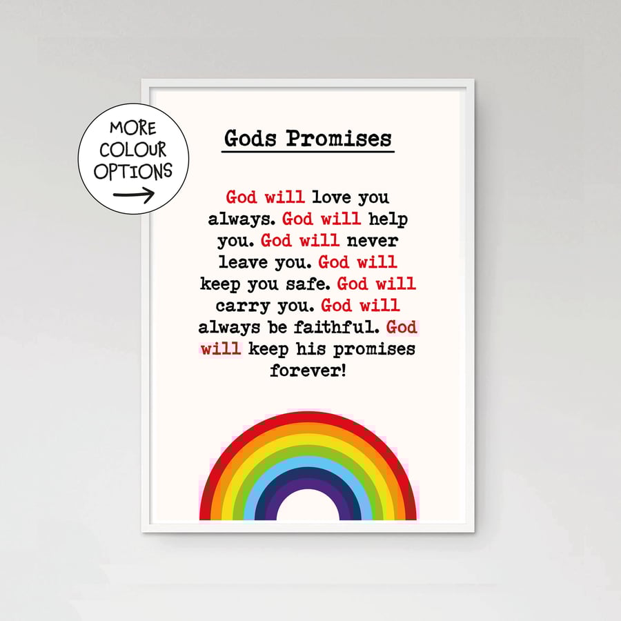 Gods Promises Kids Bible Verse Print - Folksy