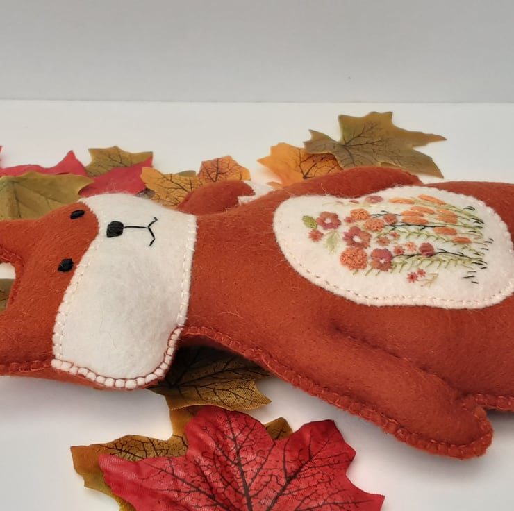 Woodland Fox, hand embroidered felt fox, fox ha... - Folksy