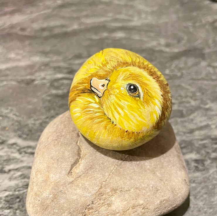 Duckling hand painted pebble garden rock art - Folksy