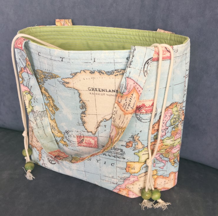 Map of the World bag with drawstring cover - Folksy