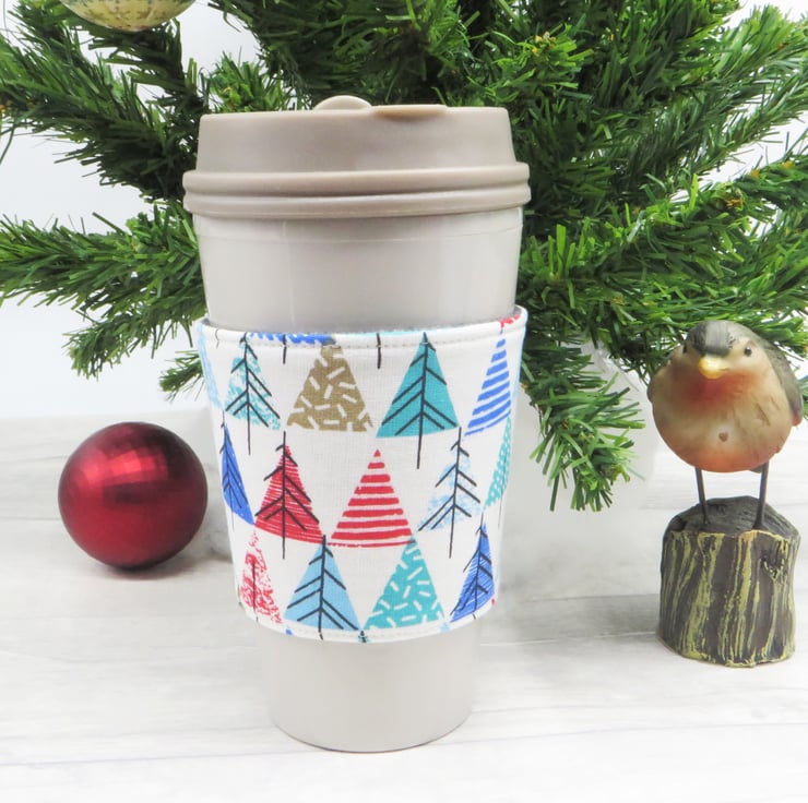 Cup Cosy Sleeve in Christmas Fabric, Reversible... - Folksy