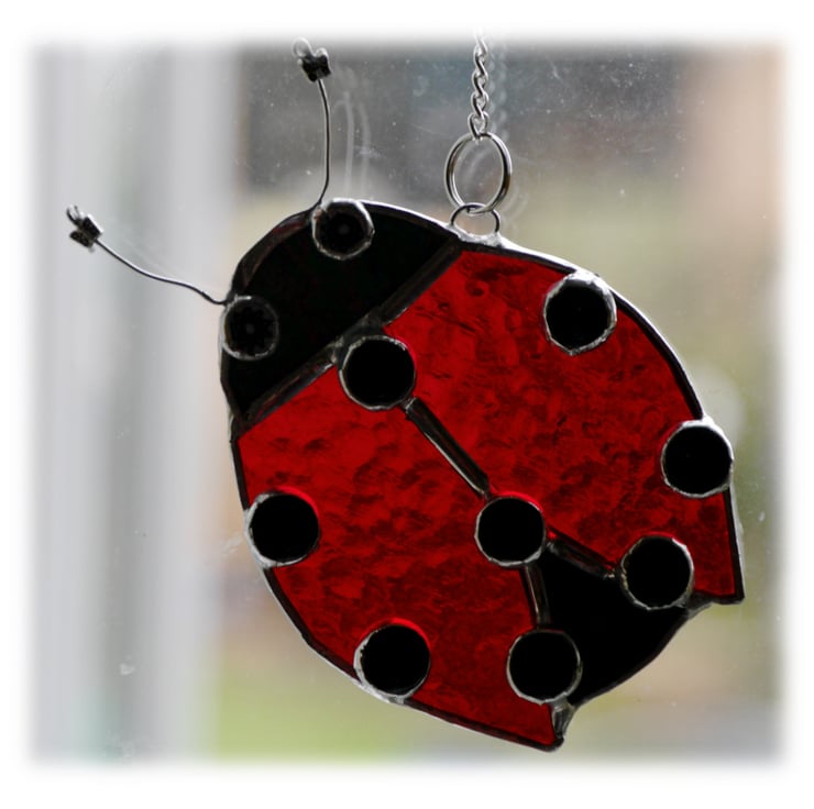 Ladybird Suncatcher Stained Glass Handmade Lady... - Folksy