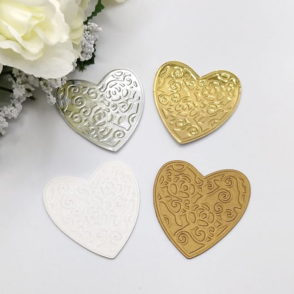 6 x Embossed Hearts - Wedding, Anniversary and ... - Folksy