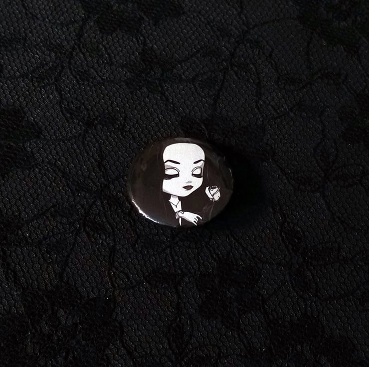 Morticia Addams Pullip Doll 25mm button pin bad... - Folksy