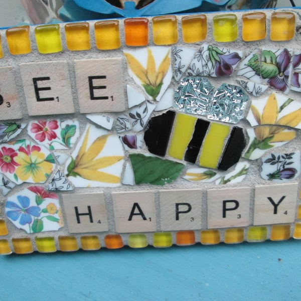 Mosaic sign Bee Happy - Folksy