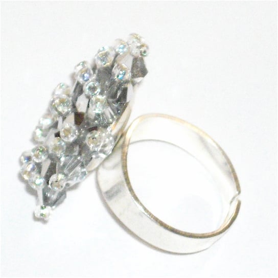 'Silver Diamond' Crystal Bead Ring - UK Free Post - Folksy