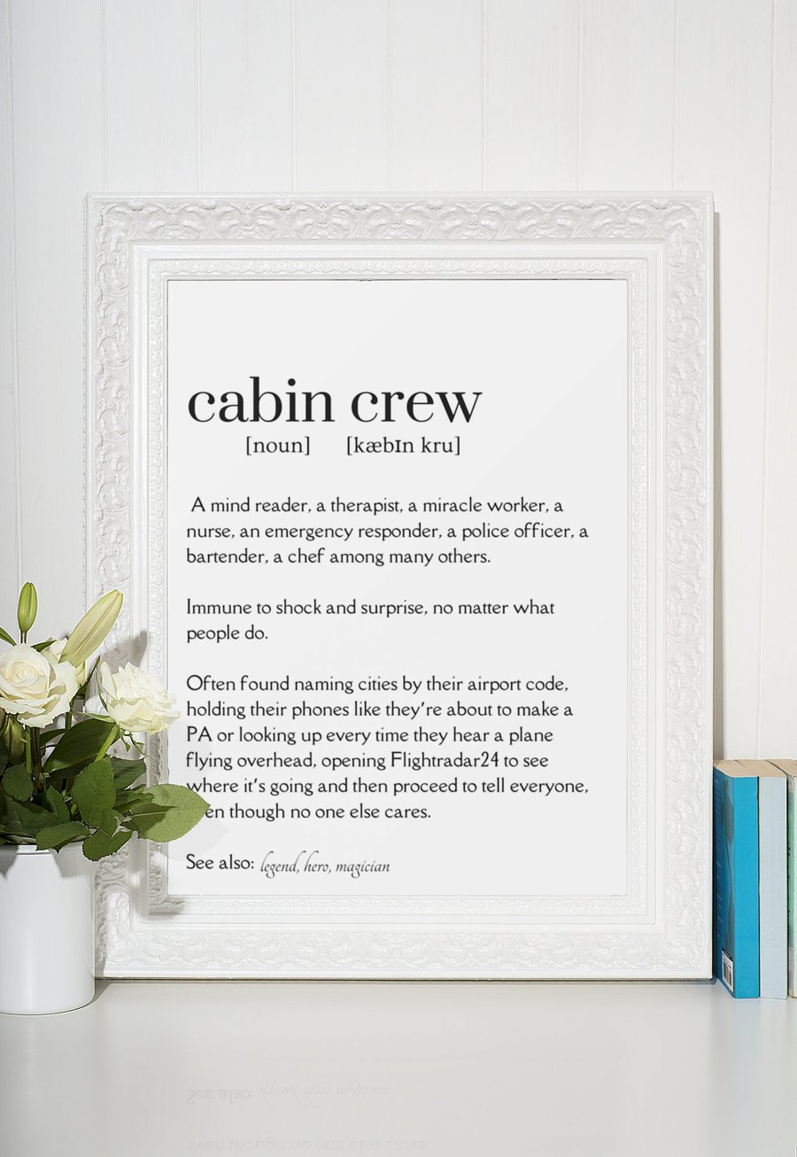 Cabin Crew Definition Print - Folksy
