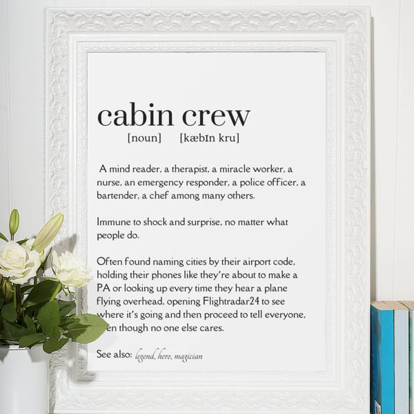 Cabin Crew Definition Print - Folksy