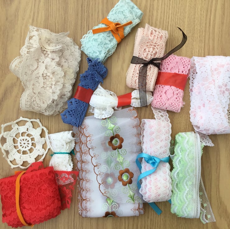Lacy Selection of 13 Mixed Lengths of Lacy Ribb... - Folksy