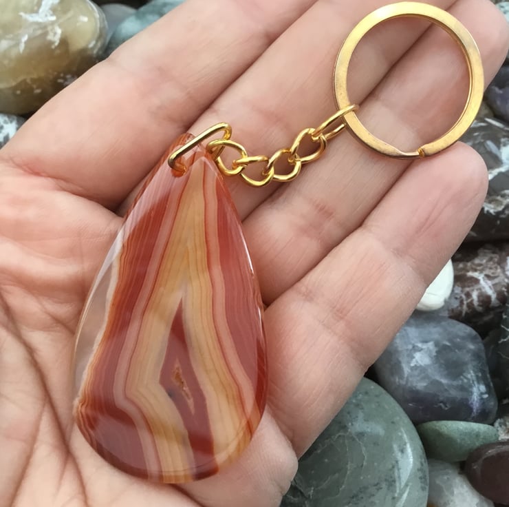Flame! Lovely Orange and Yellow Banded Agate G... - Folksy