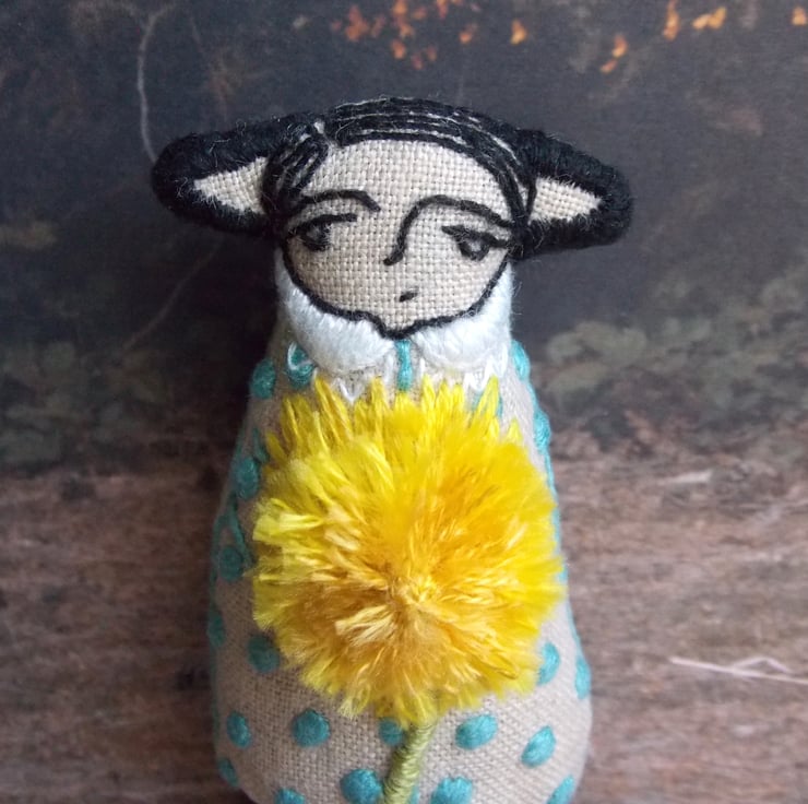 Gorse Fae with Dandelion - A Miniature Hand Emb... - Folksy