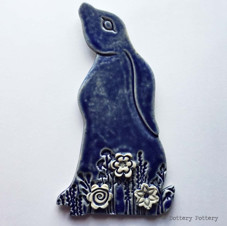 Ceramic Moon Gazing Hare Pottery Hare decoratio... - Folksy