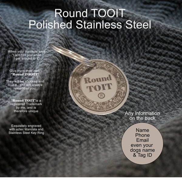 A Unique Key Ring Depicting its name Round TOIT - Folksy