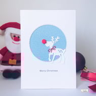 Christmas Card, Rudolph the Reindeer, handmade - Folksy