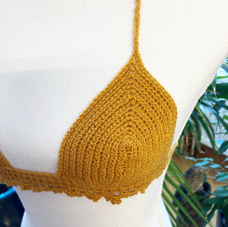 Ochre yellow woman beach summer top Crochet bik... - Folksy
