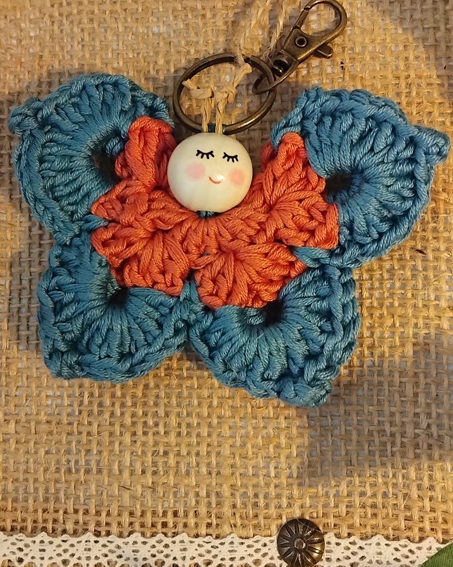 Crochet Keychain Bag Charm Butterfly - Folksy