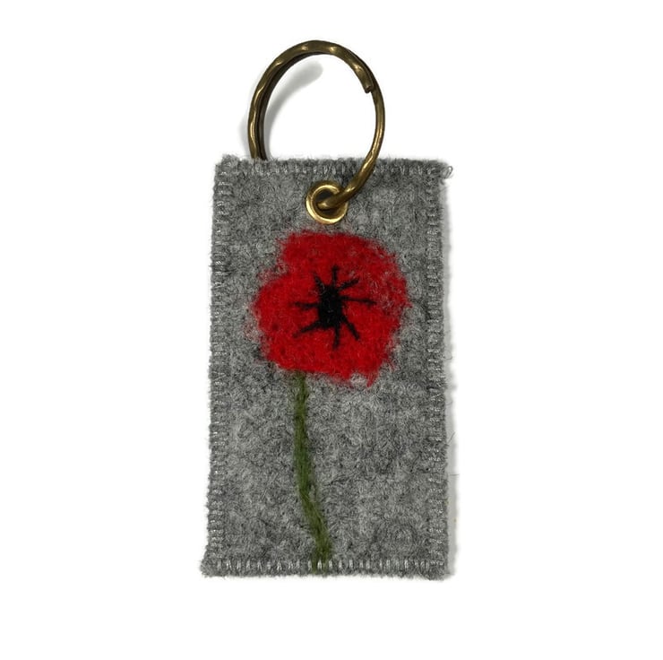 Felted Poppy Keyring - Folksy
