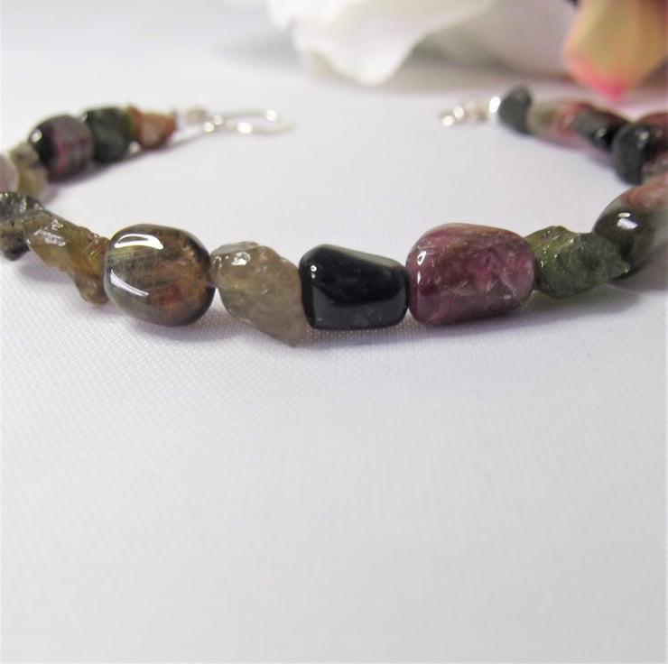 Tourmaline rough and polished gemstone mix brac... - Folksy
