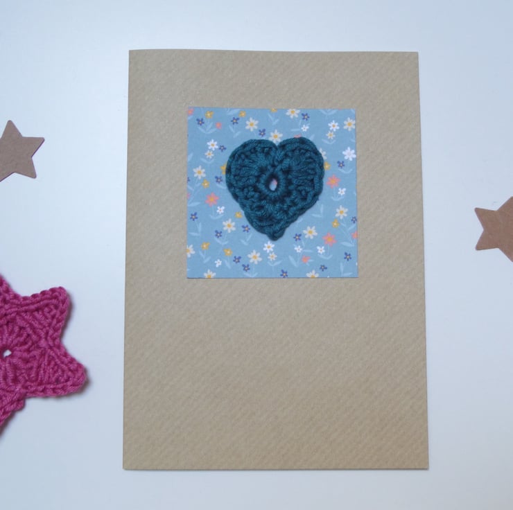 Crochet Heart Card - Folksy