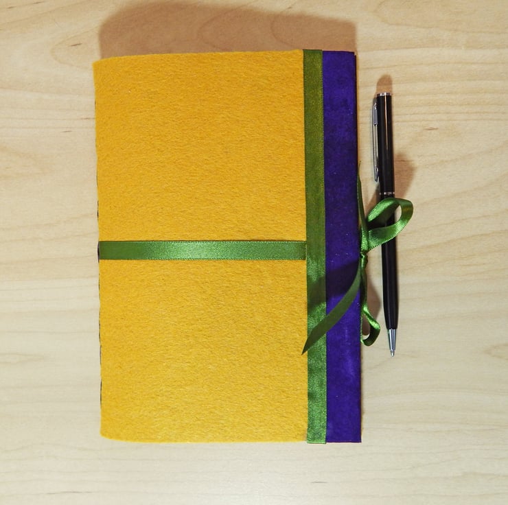 Felt Journal in Suede Leather & Felt, hand ... - Folksy