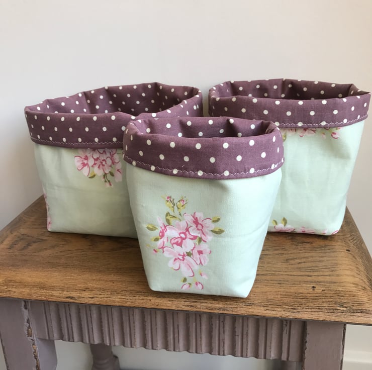 3 nesting fabric storage baskets - Folksy