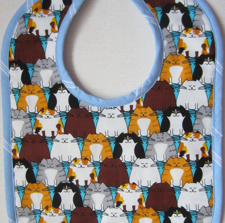 SALE Babies Cat Bib with Velcro Fastening - Folksy