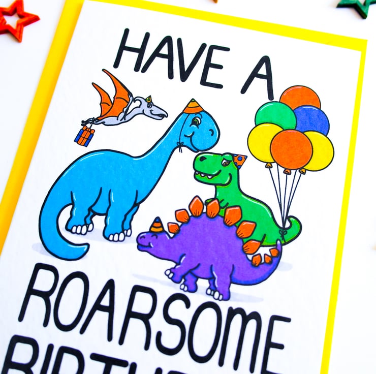 Cute Dinosaur Birthday Card Have A Roarsome Bir... - Folksy