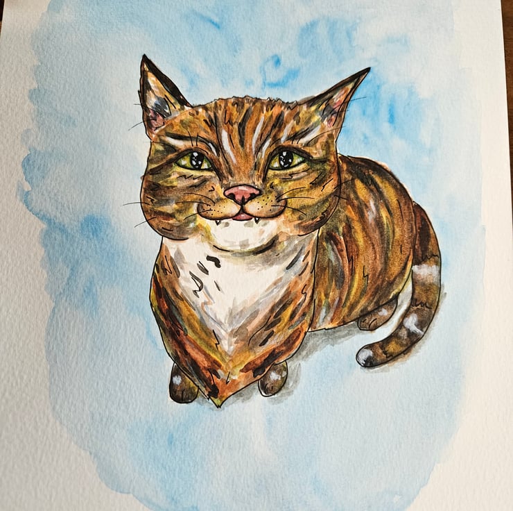 Brown Tabby Cat Watercolour Painting A4, Stripe... - Folksy