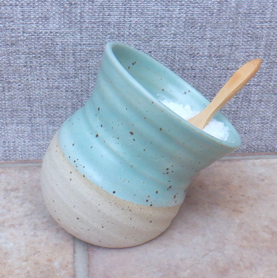 Salt pig or cellar hand thrown stoneware potter... - Folksy