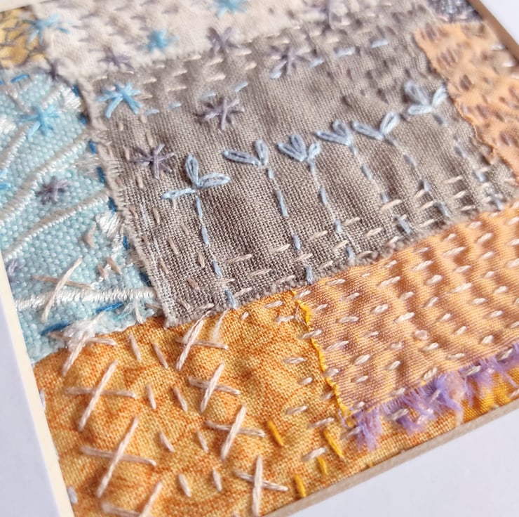 "Flax Seeds" - Square framed fabric c... - Folksy