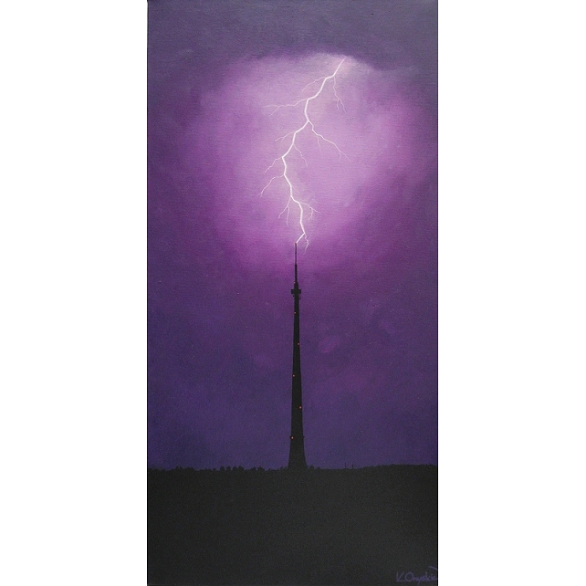Lightning Strikes original painting - stormy ac... - Folksy