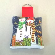 Christmas key ring with snowmen pattern, festiv... - Folksy