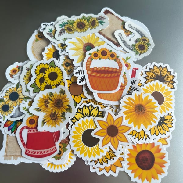 Sunflower Stickers - Folksy