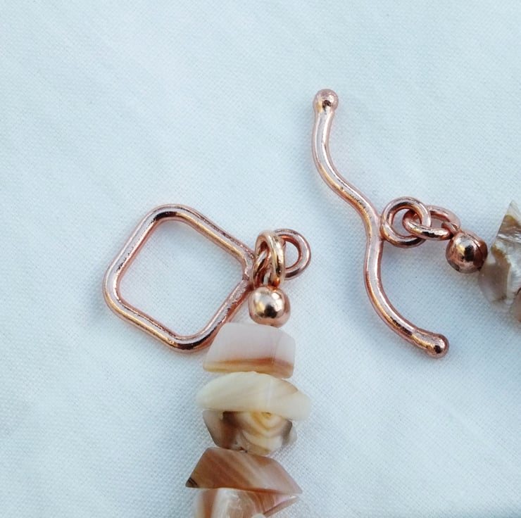 Shell Bracelet Pink and Cream Shell Rose Gold P... - Folksy