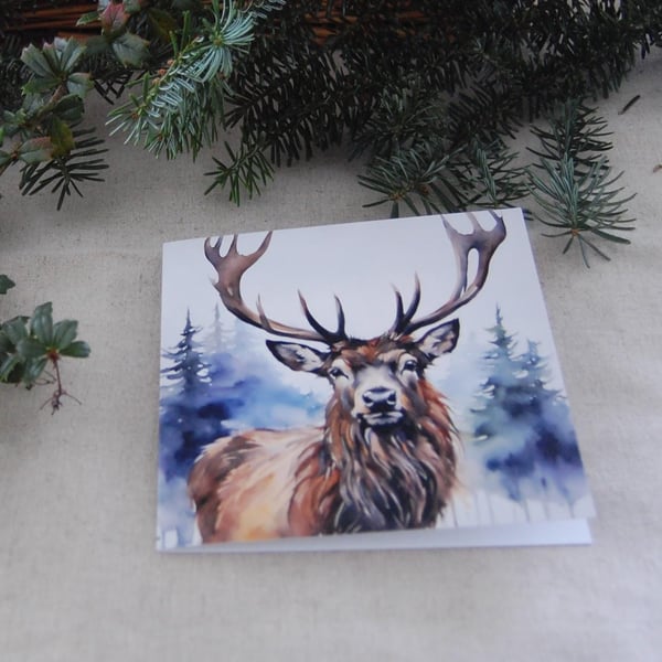 Highland Stag Christmas Card - Folksy