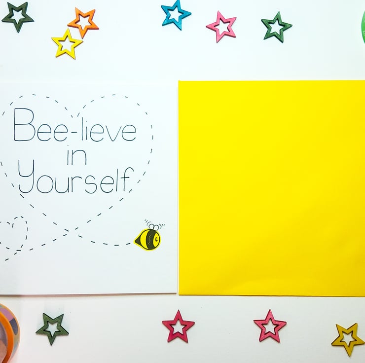 BEE-LIEVE IN YOURSELF card - Inspirational - Ne... - Folksy