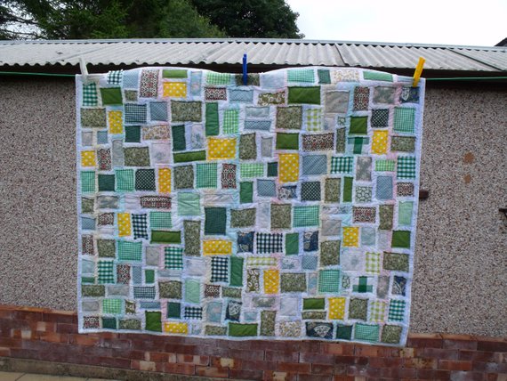 unique patchwork scrap fabric rag throw for whe... - Folksy