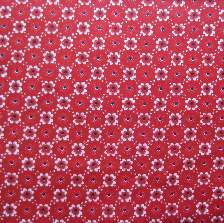 Unused Vintage Red Floral Fabric ( 1 Yard) - Folksy