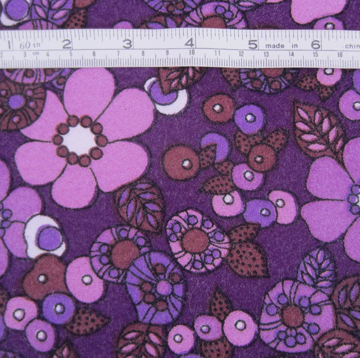Vintage Unused 1970 s Purple Floral Fabric ( 2 ... - Folksy