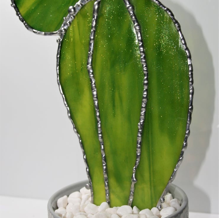Handmade stained glass cactus - Folksy