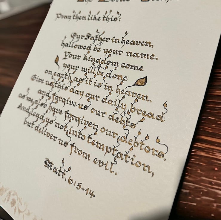 Timeless Calligraphy Art: The Lord's Prayer in ... - Folksy