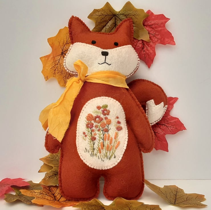 Woodland Fox, hand embroidered felt fox, fox ha... - Folksy