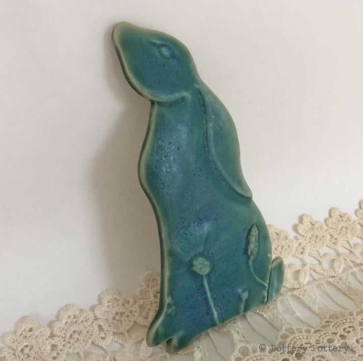 Ceramic Moon Gazing Hare Pottery Hare decoratio... - Folksy