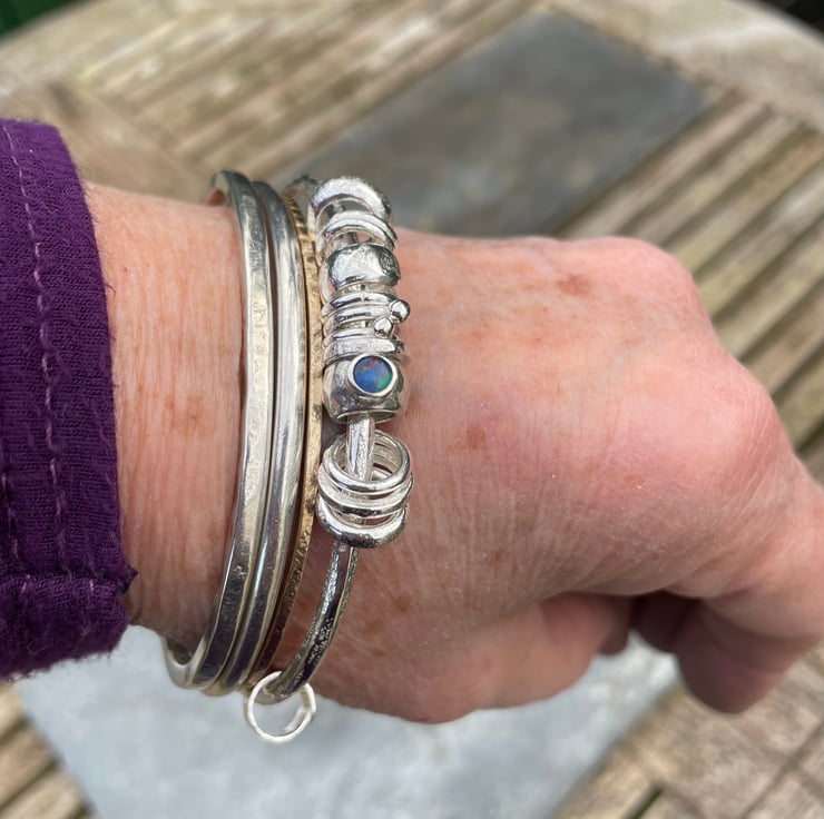Silver and opal fidget bangle No Worries Bangle - Folksy