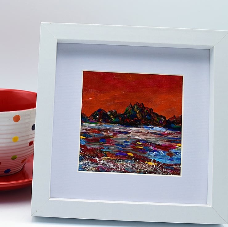 Framed landscape painting - mountain landscape ... - Folksy