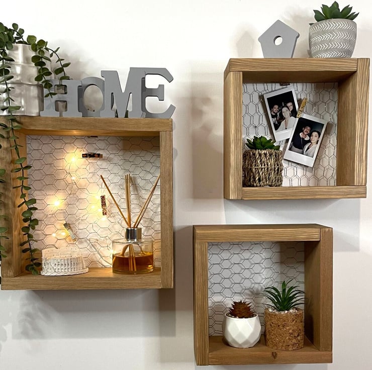 Farmhouse chicken wire boxed shelves multiple c... - Folksy